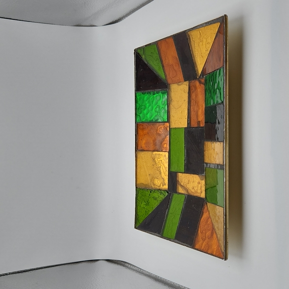 Art | Vintage Mcm Stain Glass Tray | Poshmark